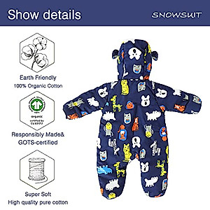 DDY Baby Girl Boy Hooded Romper Snowsuit with Booties Jumpsuit Infant Onesie Winter Outfits Jacket 6-9 Months