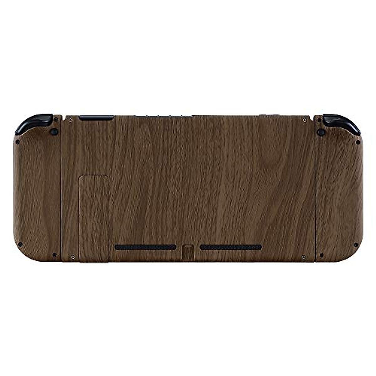 eXtremeRate DIY Replacement Shell Buttons for Nintendo Switch, Soft Touch Back Plate for Switch Console, Custom Housing Case with Full Set Buttons for Joycon Handheld Controller - Wood Grain