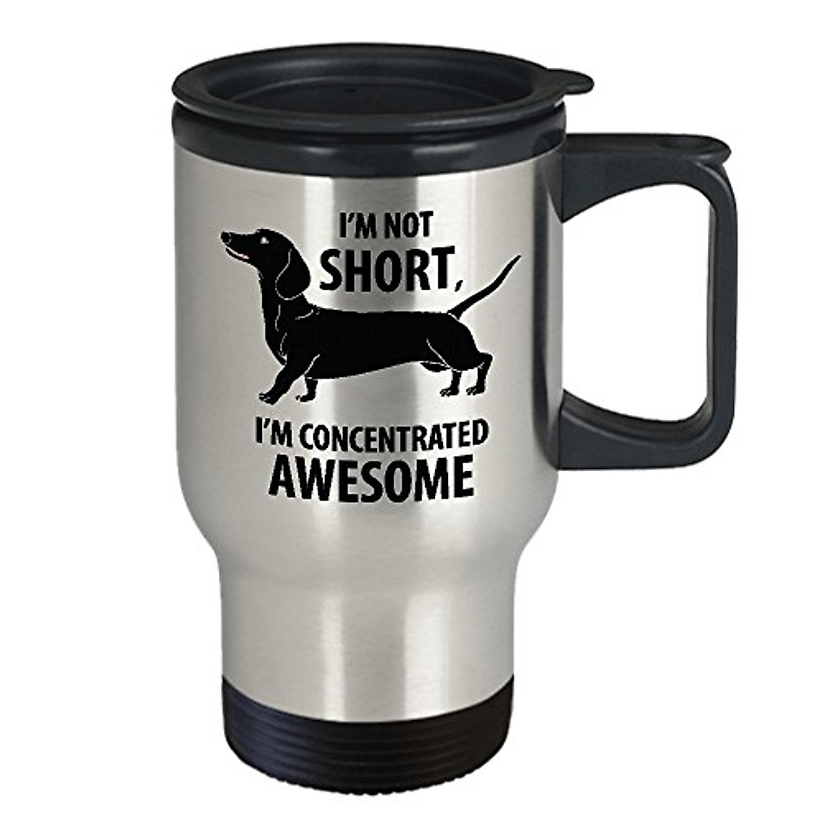 Wiener Dog Travel Mug - Great Gift For Dachshund Men And Women - Portable Coffee Travel Mug With Handle And Lid For Weiner Dog Owners (14 oz)