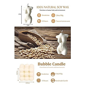 Bubble Candle Soy Wax Scented Candle Hand Poured Scented Candle and Female Body Shaped Candle Set2 Pieces Handmade Candle Decorative Candle for Bedroom Bathroom Wedding Use or Gifting