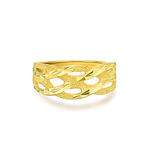 CHOW SANG SANG 999.9 24K Solid Gold Price-by-Weight Gold Ring for Women 28473R | Size Adjustable (Approx. 0.129tael (~4.82g), Adjustable)