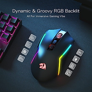 Redragon M693 Wireless Gaming Mouse, 8000 DPI Wired/Wireless Gamer Mouse w/ 3-Mode Connection, BT & 2.4G Wireless, 7 Macro Buttons, Reliable Power Capacity for PC/Mac/Laptop