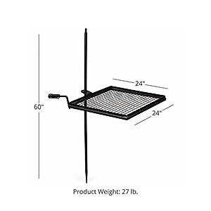 TITAN GREAT OUTDOORS Adjustable Swivel Grill, Steel Mesh Cooking Grate with Spike Pole, Open Fire BBQ Camping Gear