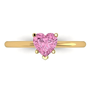 Clara Pucci 0.9ct Heart Cut Solitaire Pink Simulated Diamond Proposal Bridal Designer Wedding Anniversary Ring 14k Yellow Gold