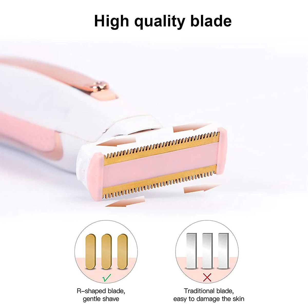 4PCS LinMei Razor Replacement Heads Compatible for Finishing Touch Flawless Body Rechargeable Ladies Shaver and Trimmer with 2 Cleaning Brush