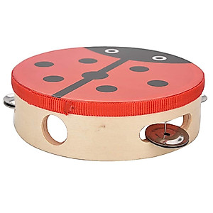 15cm Wood Handheld Tambourine Metal Jingles Hand Held Percussion Drum for Kids Dance Song Gifts(1#)