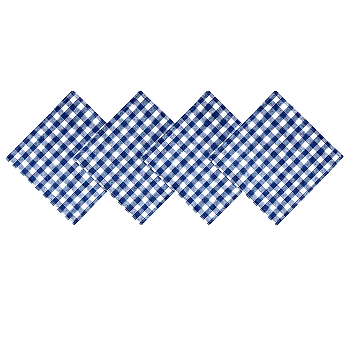 Home Bargains Plus Country Rustic Buffalo Plaid Blue Bundle Including Table Runner, Placemats, and Napkins