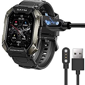 Compatible with AMAZTIM C20 Smartwatch Charger, Magnetic USB Charging Cable Replacement Charger Compatible for Kospet Tank M1 Pro/C20 Military Watch/C16 Military Watch (2 Pack-Black+Black)