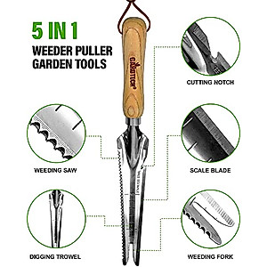 Gardtech Weeder Puller, Hand Weeder Tool, Weeding Trowel, Garden Weeding Tools with Wooden Handle Stainless Steel Head for Easy Weeder Removal, Transplanting, Pruning, Digging Multi Use Gardening Tool