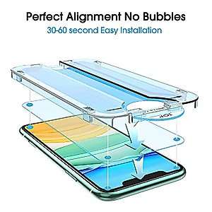 amFilm OneTouch Glass Screen Protector for iPhone 11, iPhone XR (6.1") with Easy Installation Kit, Tempered Glass, 2 Pack