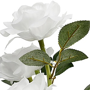 Solar Pot LED Light Rose Table Lamp 3 Lights LED Flexible Desk Lamp for Room Decoration (White)