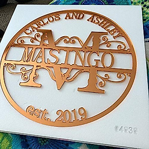 Personalized Name Sign, Custom Last Name Sign, Initial Split Letter, Wreath Monogram, Wedding Gift for Couples, Custom First Names, Door Hanger, Est. Sign, Wall Decor, Housewarming Gift (Design 1)