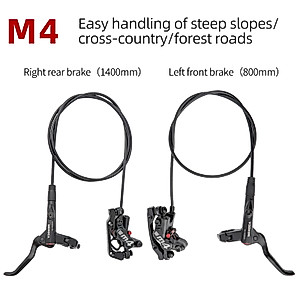 MEROCA M4 4-Piston Mountain Bike Hydraulic Disc Brakes Left Front 800mm Right Rear 1400mm Hydraulic Brake Ebike Hydraulic Brakes Bike Disc Brake