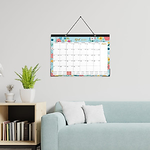 2024-2025 Desk Calendar - Desk Calendar 2024-2025, 18-Month Desk/Wall Calendar, Jul. 2024 - Dec. 2025, 16.8" x 12", Desk Calendar with Corner Protectors, Ruled Blocks - Black Floral