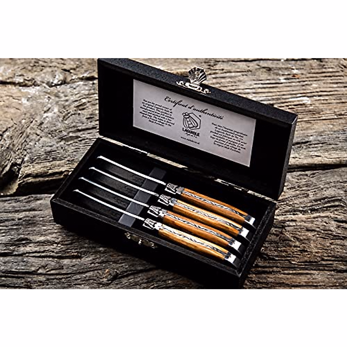 Laguiole Style de Vie Butter knives Luxury Line, set of 4, olive wood