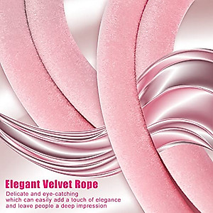 Vevitts 4 pcs Pink Velvet Stanchion 6.4FT Velvet Rope, Crowd Control Ropes Barrier with Polished Gold Hooks, Thick Stanchion Queue Barrier Rope