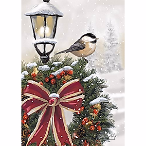 Toland Home Garden 12x18 Inch Double Sided Garden Flag Winter Flag, Snowy Wreath Christmas Winter Garden Flag House Flag For Outdoor Yard Decoration
