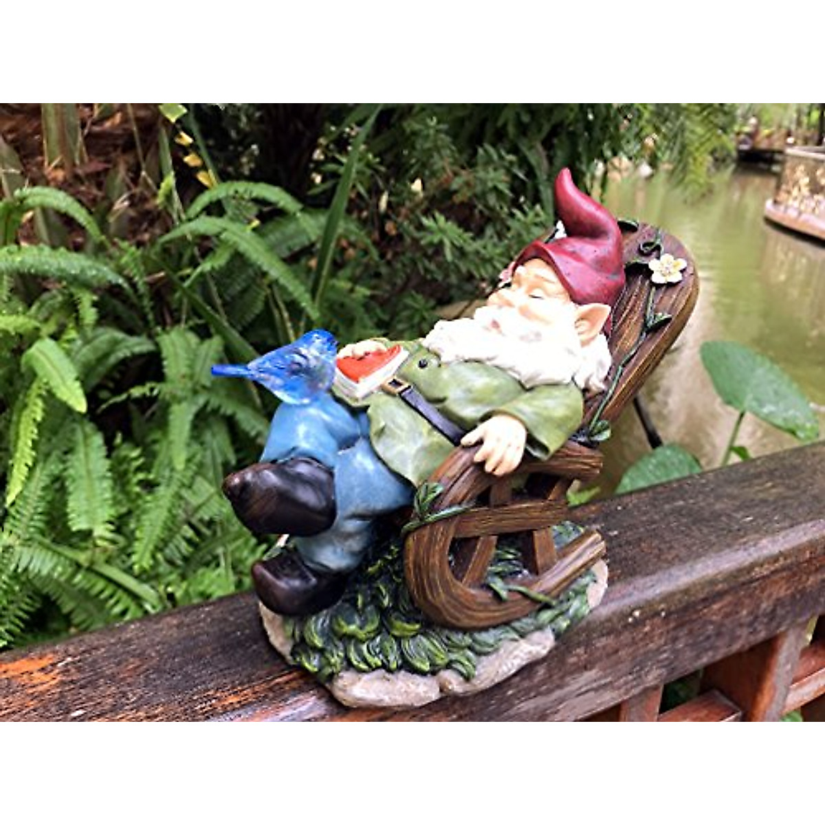 Bo-Toys Solar Powered Gnome Sleeping in a Chair LED Garden Light Decor