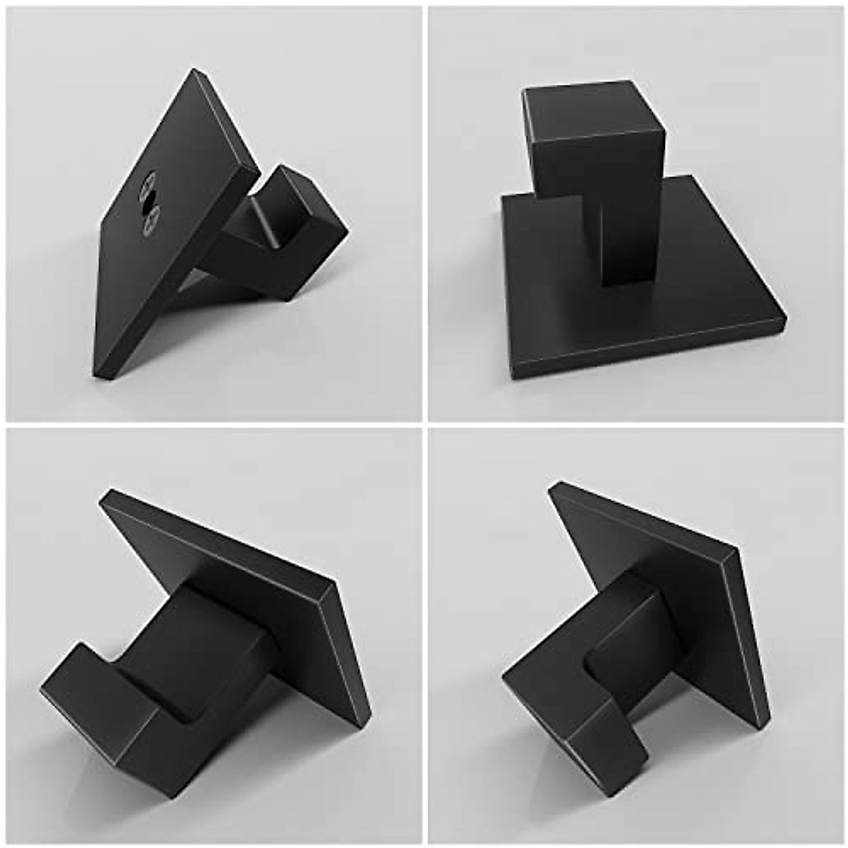 LBSYSLB Towel Hook,2 Pack Black Coat Hooks,Clothes Robe Hooks Hanger,Wall Mounted Adhesive Hooks for Bathroom Kitchen Garage Hotel