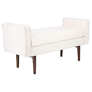 Safavieh Home Henri 49-inch Mid-Century Light Beige and Walnut Bench