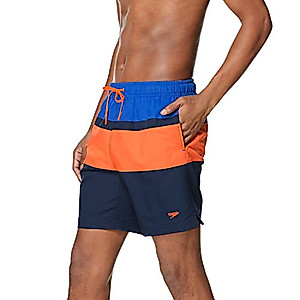 Speedo Men's Standard Swim Trunk Mid Length Redondo Stripe, Turkish Sea Block, Medium