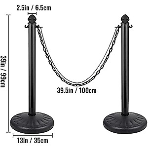 VEVOR Plastic Stanchion, 4pcs Chain Stanchion, Outdoor Stanchion w/ 4 x 39.5in Long Chains, PE Plastic Crowd Control Barrier for Warning/Crowd Control at Restaurant, Supermarket, Exhibition, City Mall