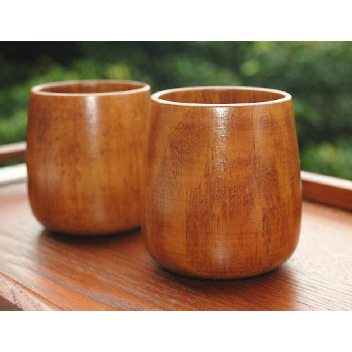 Moyishi Top-Grade Natural Solid Wood Wooden Tea Cup Wine Mug 250ml,Set of 4