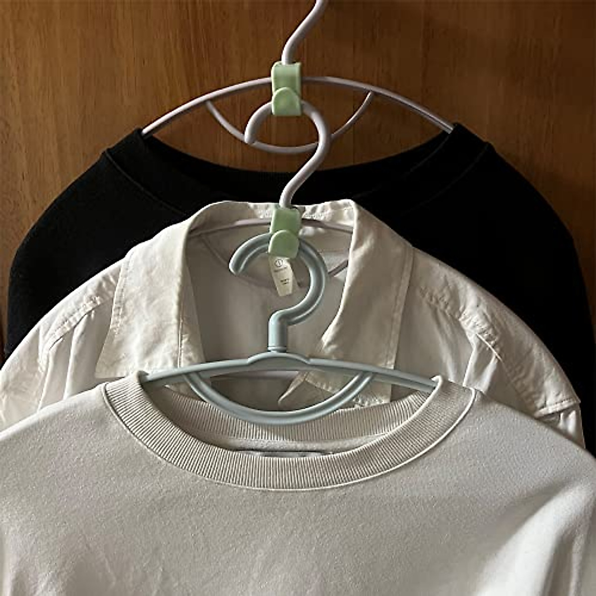 50 pcs Space Saving Hangers and Clothes Hanger Connector Hooks, BOSOIRSOU 10 pcs Sturdy Plastic Magic Hangers and 40 pcs Smart Closet Space Saver Closet Clothes Organizer