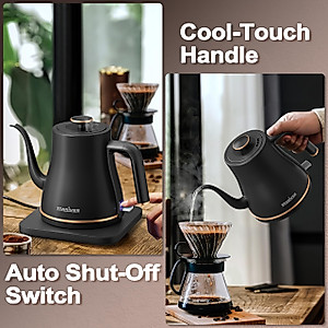 Stariver Gooseneck Electric Kettle, 0.8L Electric Tea Kettle Tea Pot, Pour Over Coffee Kettle with Stainless Steel Inner Lid & Bottom, Water Boiler with Auto Shut Off and Boil Dry Protection, Black