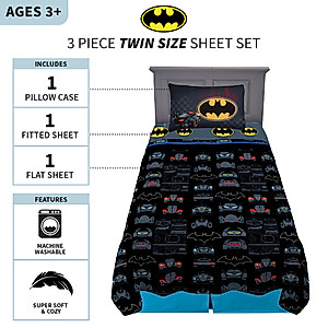 Franco Kids Bedding Super Soft Sheet Set, Twin, Batman
