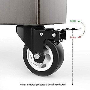 Homhoo 4" Swivel Caster Wheels with Safety Dual Locking and Polyurethane Foam No Noise Wheels, Heavy Duty - 300 Lbs Per Caster (Pack of 4)