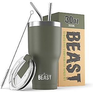 Beast 30 oz Tumbler Stainless Steel Vacuum Insulated Coffee Ice Cup Double Wall Travel Flask (Army Green)