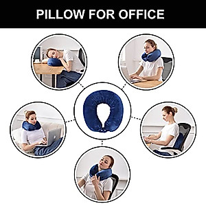 SOCHOW Travel Blanket or Neck Pillow, 2-in-1 Soft Fleece Blanket with Neck Pillowcase Sets for Airplane Car Camping and Office, Navy Blue
