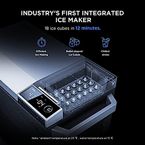 EF ECOFLOW GLACIER Portable Car Refrigerator with Battery, 40Qt(38L) Electric Cooler with Ice Maker, Dual Zone WIFI APP Control(-13℉~50℉), 12/24V DC/AC For Car, Camping, Travel, Fishing, Outdoor