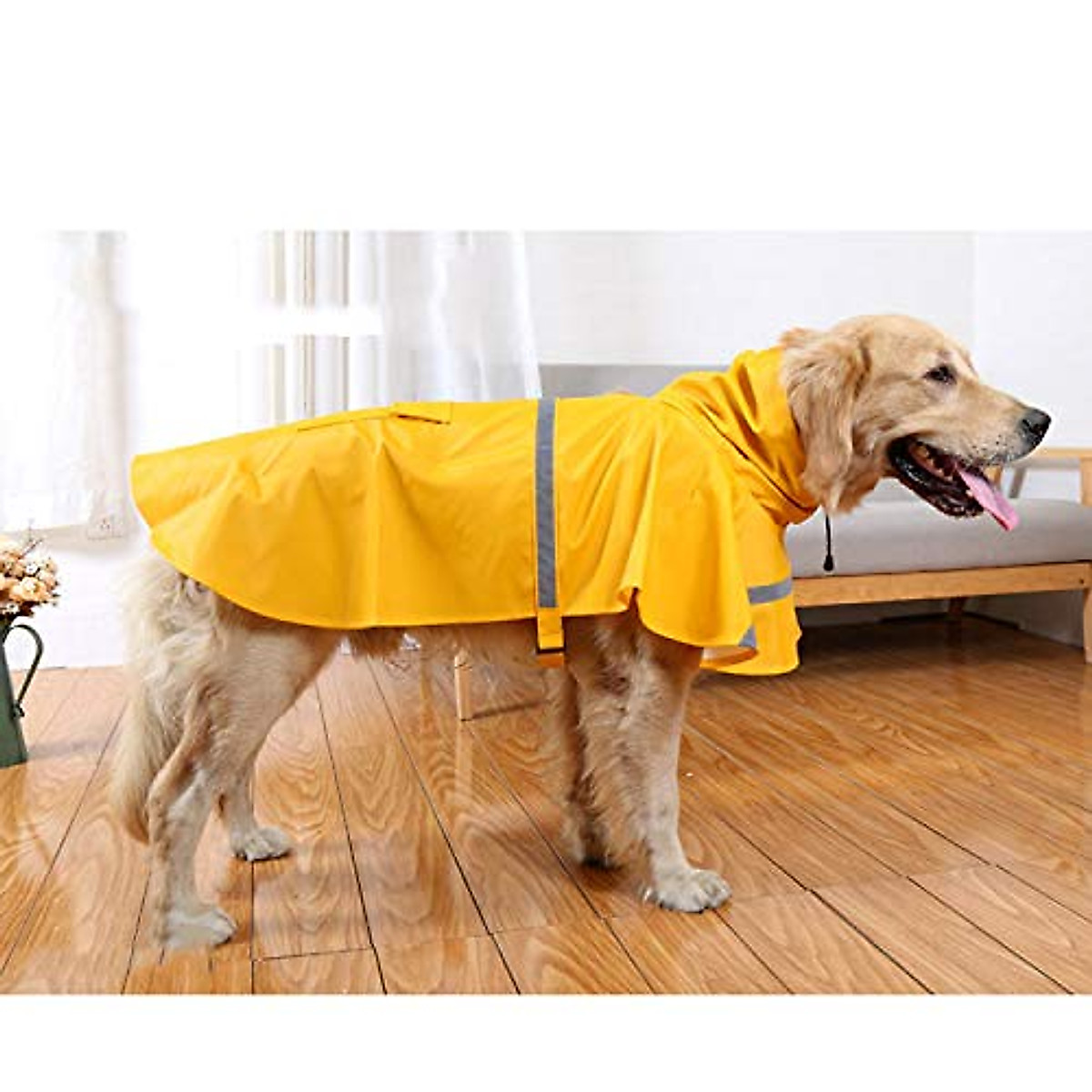 LOVEPET Pet Raincoat Dog Raincoat Labrador Large and Medium Dogs Reflective Waterproof and Snowproof Big Dog Clothes Yellow XS