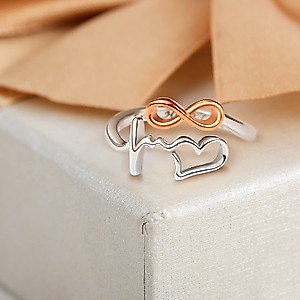 Dreamboat Infinity Heart Rings for Women 925 Sterling Silver Heartbeat Faith Hope Love Open Band Finger Ring Birthday Christian Jewelry Gift