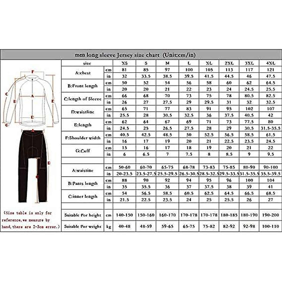MOXILYN Cycling Jerseys Men Set Bike Clothing for Men Long Sleeve Bike Jacket and Cycling Bibs Pants with 30D Gel Pad