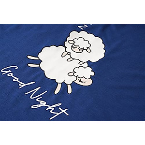 YIJIU Women's V-Neck Sleepwear Cute Short Sleeves Top with Capri Pants Pajama Set 2 Piece Pjs Sets,Blue Sheep,XL