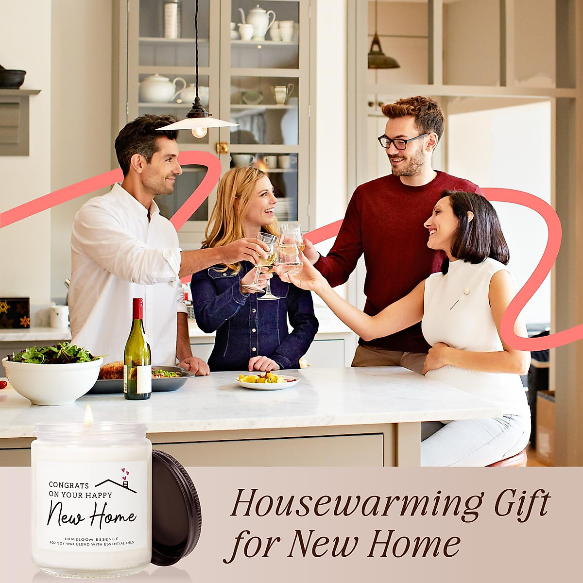 LUMELOOM House Warming Gifts New Home, Housewarming Gifts - 9oz Aromatherapy Lavender Scented Soy Wax Candle, New Home Gift Ideas, Best Housewarming Gifts 2024 for Women, Friend, New Home Gift Candle