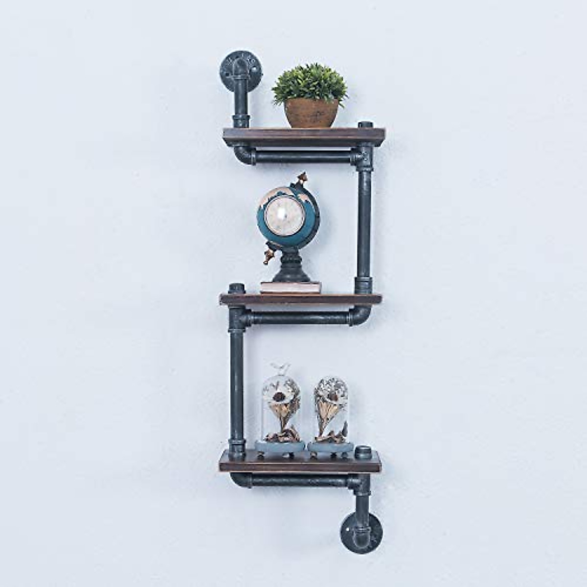 Industrial Pipe Shelves Wall Mounted,Wall Shelving Hung Shelf Hanging Shelves, Retro Wood Shelf 3 Tiers Floating Shelves,Wall Mount Rustic Bookshelf