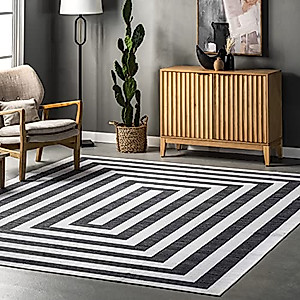 nuLOOM Sharri Modern Striped Machine Washable Area Rug, 4' x 6', Grey