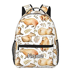 Personalized Capybara Backpack for School Custom Name Boys Girls Schoolbag