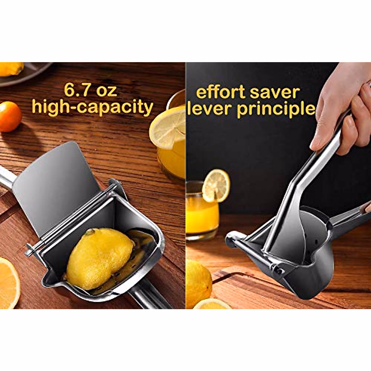 Real Stainless Steel Lemon Squeezer Citrus Juicer Hand Press Heavy Duty Manual Squeeze Juice Extractor Maker Orange Lime Grapefruit Presser - Bonus 50 Pcs Filter Bags