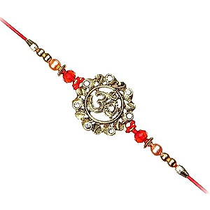 CHERKRAFT Rakhi Thread for Brother Men/Boy - Designer Rakhi with OM Symbol for Rakshabandhan (Pack of 1) (Design 2)