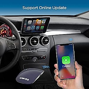 Giwios Wireless CarPlay Adapter, CarPlay Wireless Dongle Online Update Plug & Play with 2.4G/5.8GHZ Dual-Band WiFi Only for Factory Wired CarPlay, Faster Pair for i os 12-16