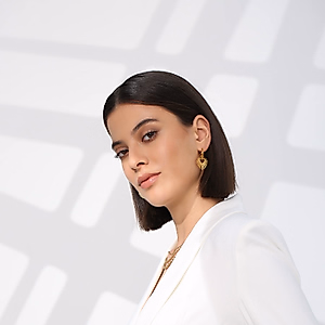 BUEMMR Heart Earrings For Women, Gold Heart Dangle Earrings for Women Trendy, Thick 14K Gold Plated Drop Earrings, Sparkling Dainty Earring For Women