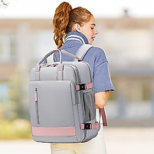 InduSKY Large Travel Backpack for Women, 40L Carry On Backpack Airline Flight Approved with USB Charging Port Shoes Compartment, Personal Luggage Backpack Casual Daypack 15.6 Inch Laptop Backpack