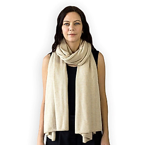 Jet&Bo 100% Pure Cashmere Travel Wrap, Shawl, Scarf & Blanket Beige, Storage Bag + Gift Box