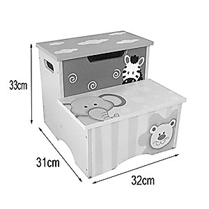 PENGJIE Folding Ladder Step Stool Wooden Step Ladder Stool with Storage Box Kids Stepping Stool Change Shoe Stool for Bath Kitchen