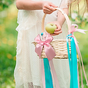 Twist Tie Bows, 50Pcs Pink Satin Ribbon Bows, 3.9'' Big Pre-Tied Pink Gift Bows for Gift Wrapping Treat Bag Present Craft Bridal Shower Wedding Girls Birthday Party Halloween Thanksgiving (Pink)